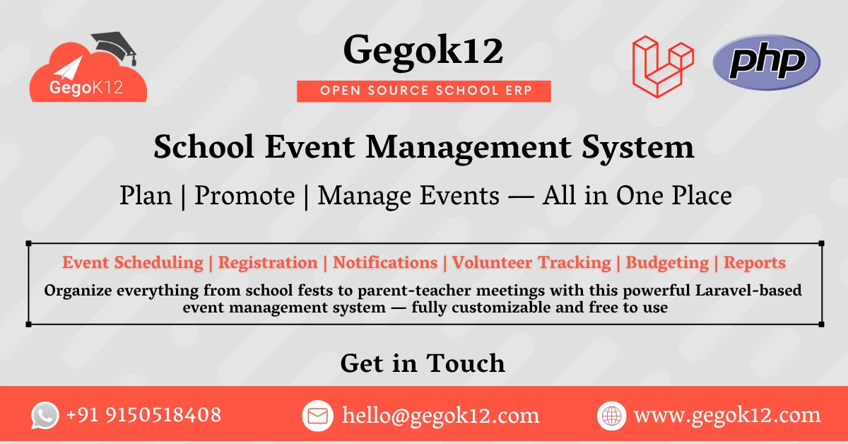 Free & Open Source School Event Management System | Gegok12